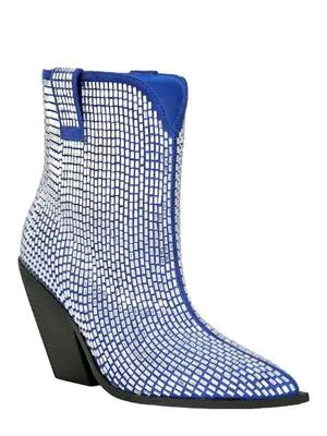 AZALEA WANG Laetitia Crystal Bootie - Blue/silver