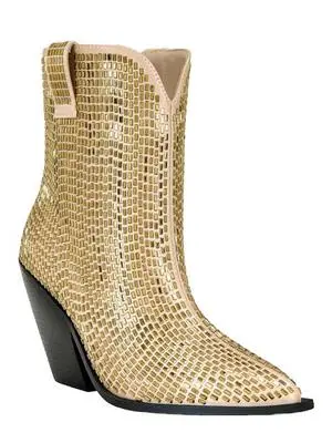 AZALEA WANG Laetitia Crystal Bootie - Brown/gold