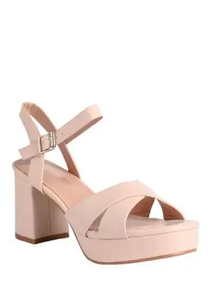 TOUCH UPS Ankle Strap Platform Sandal - Beige