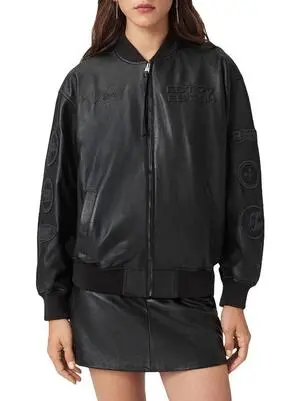 ALLSAINTS Williams F1 Racing X Belle Leather Bomber Jacket - Black