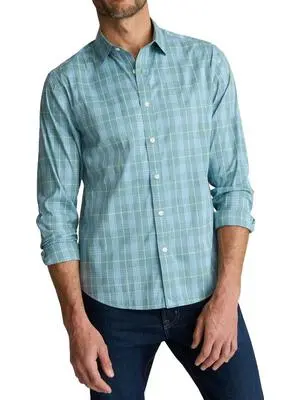 UNTUCKIT Lancaster Plaid Performance Button-up Shirt - Green Blue
