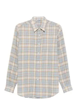 Auralee Airy Wool Check Shirt - Blue