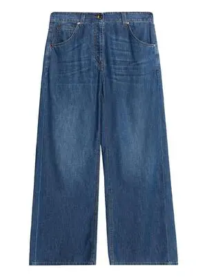 Brunello Cucinelli Lightweight Denim Wide-leg Jeans With Monili Trim - Blue