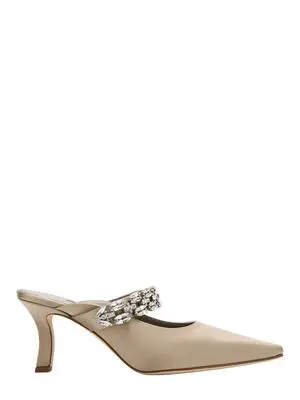 MANOLO BLAHNIK Tamolmu Embellished Satin Mules