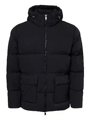 ARNE Hooded Short Puffer Parka - Black