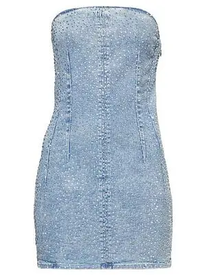 Good American Crystal Embellished Stretch-denim Mini Dress - Indigo985