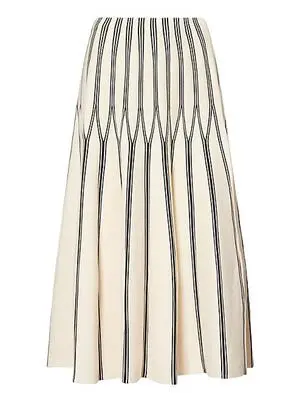 Zimmermann Striped Knitted Midi Skirt - Cream Stripe