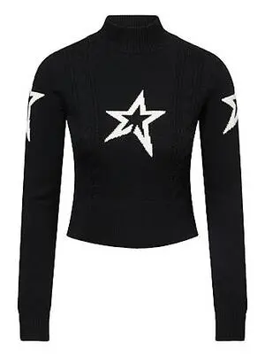 Perfect Moment Cable Star-pattern Merino-wool Jumper - Black