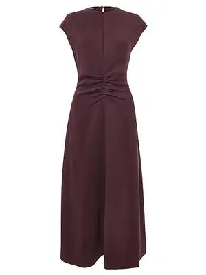 Whistles Gathered Flared-skirt Midi Dress - Plum/claret