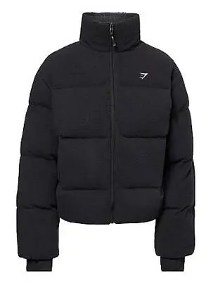 GYMSHARK Sherpa Logo-print Padded Jacket - Gs Black