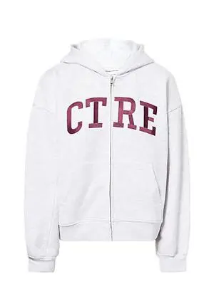 THE COUTURE CLUB Brand-patch Cotton-blend Hoodie - Greymarl