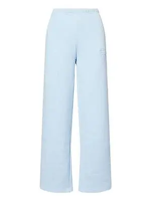 THE COUTURE CLUB Raised Emblem Wide-leg Cotton-jersey Jogging Bottoms - Powder Blue