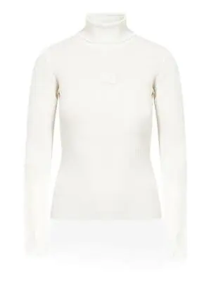 THE COUTURE CLUB Ribbed Roll-neck Knitted Top - Bone