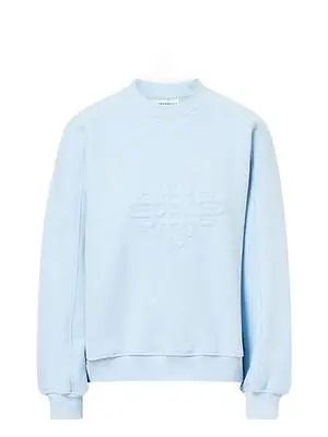 THE COUTURE CLUB Raised Emblem Cotton-jersey Sweatshirt - Powder Blue