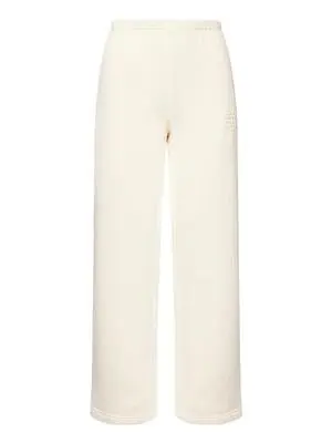 THE COUTURE CLUB Raised Emblem Wide-leg Cotton-jersey Jogging Bottoms - Buttermilk