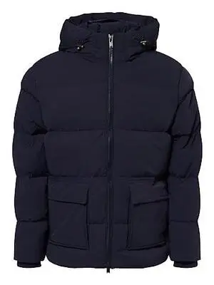 ARNE Hooded Short Puffer Parka - Navy