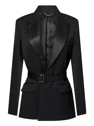 Victoria Beckham Single-breasted Belted Tailored Wool-blend Jacket - Black