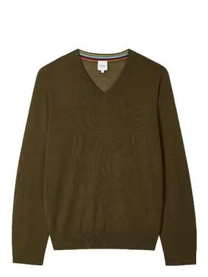 Paul Smith Merino Wool V-neck Sweater - Brown