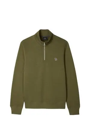 Paul Smith Organic Cotton Zebra Logo Half-zip Sweatshirt - Green