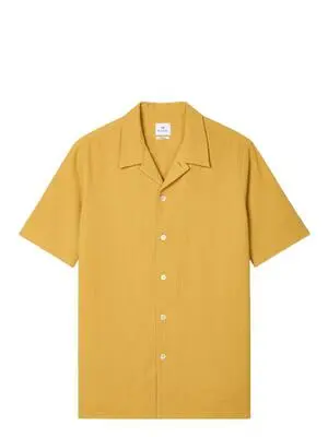 Paul Smith Mustard Textured-cotton Short-sleeve Shirt - Yellow
