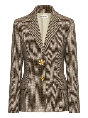 Oscar De La Renta Chevron Cashmere-blend Jacket - Beige