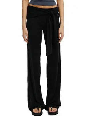 COTTON ON Relaxed Leg Tie Pants - Black