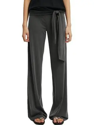COTTON ON Relaxed Leg Tie Pants - Charcoal
