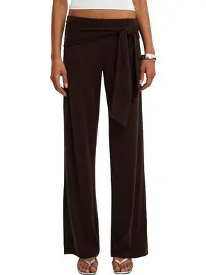 COTTON ON Relaxed Leg Tie Pants - Dark Oak