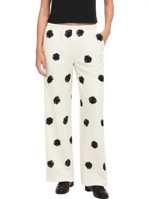 NOCTURNE Embellished Bootcut Trousers - Ivory