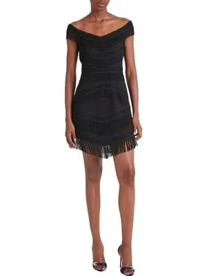 TEMPERLEY LONDON Fringe Mini Dress - Black