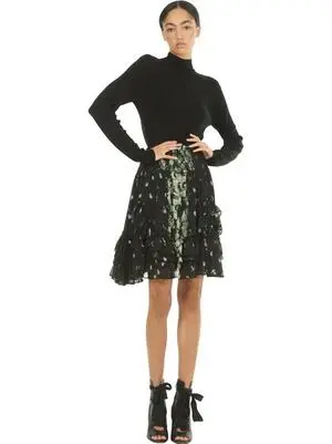 SECRET PON-PON Aeria Mini Skirt - Black Floral Alley