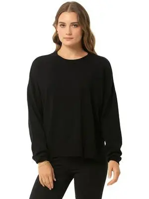 SINGLE STITCH Relaxed Crew Neck Sweater - Black