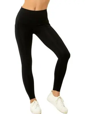 SINGLE STITCH High-waisted 7/8 Leggings With Pockets - Black