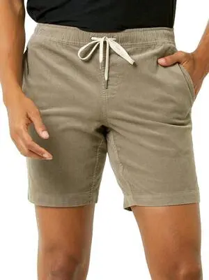 SINGLE STITCH Drawstring Corduroy Shorts - Tan