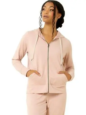 SINGLE STITCH Everyday Knit Zip-up Hoodie - Heather Pink