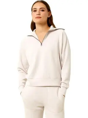 SINGLE STITCH Ultra Soft Quarter-zip Pullover - Winter White