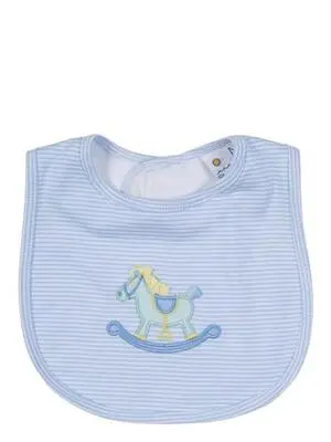 FLORENCE EISEMAN Stripe Knit Bib With Rocking Horse - Light Blue/ White