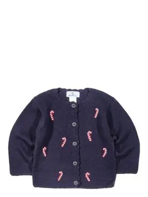 FLORENCE EISEMAN Sweater With Candy Canes - Navy/ Red/ White