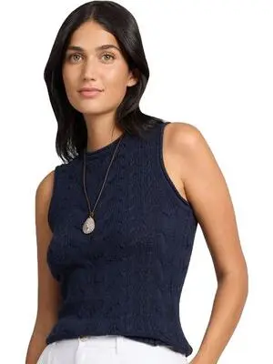 Onia Linen Cable Knit Tank Noir Navy