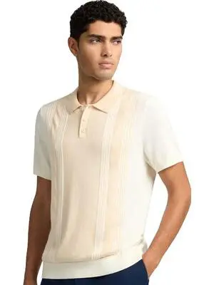 Onia Cotton Knit Short Sleeve Polo - Natural/egret