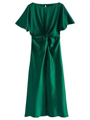 NEXT Center Twist Satin Midi Dress - Green