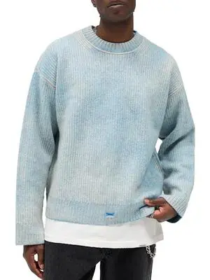 REPRESENT Oversize Reversible Distressed Wool Crewneck Sweater - Cloud