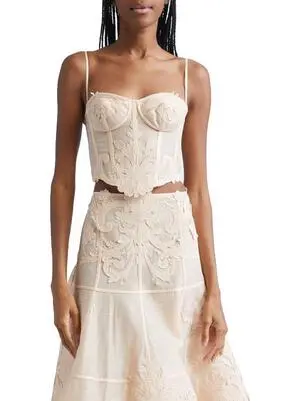 Zimmermann Rebellion Filigree Linen & Silk Camisole - Peach