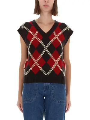 Guest In Residence Argyle Vest - Multicolour