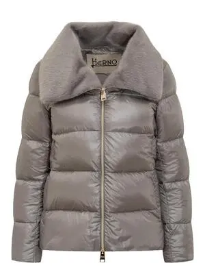 Herno Down Jacket With Fur Collar - Grey