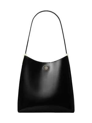 Tory Burch Robinson Spazzolato Leather Hobo Bag - Black