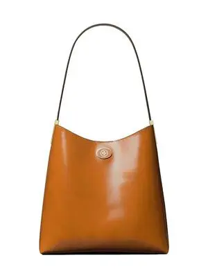 Tory Burch Robinson Spazzolato Leather Hobo Bag - Dark Sienna