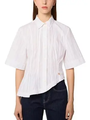 Tresse Asymmetric Cutout Shirt - White