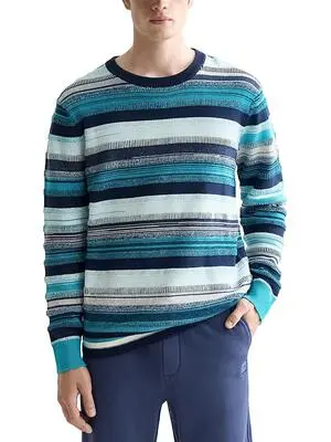 Scotch & Soda Striped Crewneck Sweater - Tahitian Blue