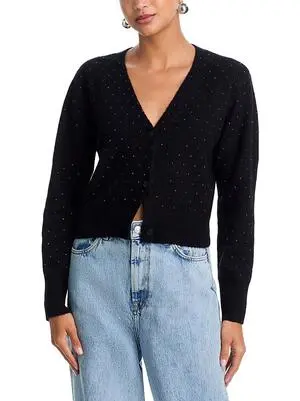 Aqua Beaded V-neck Cardigan - Black